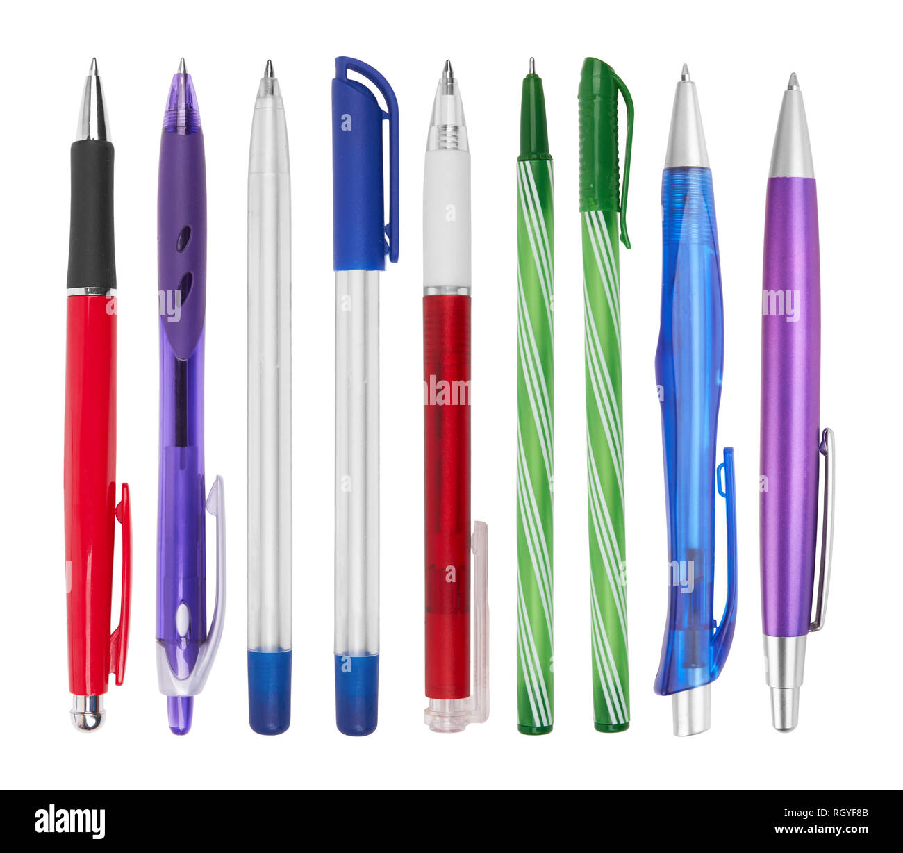 Different kinds of pens isolated on white background Stock Photo - Alamy