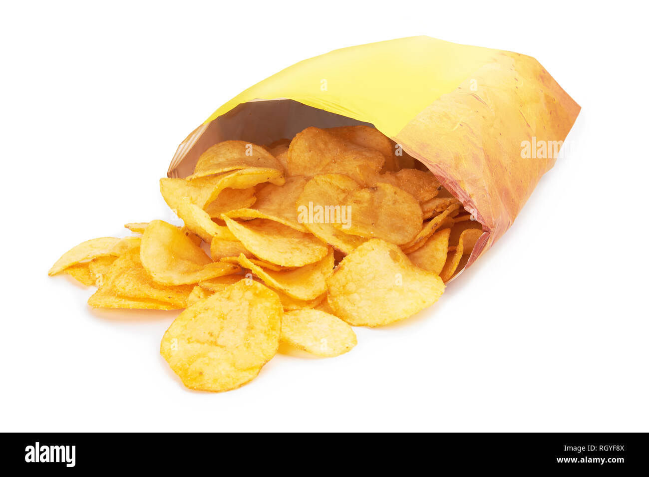 Potato chips bag isolated on white background Stock Photo - Alamy