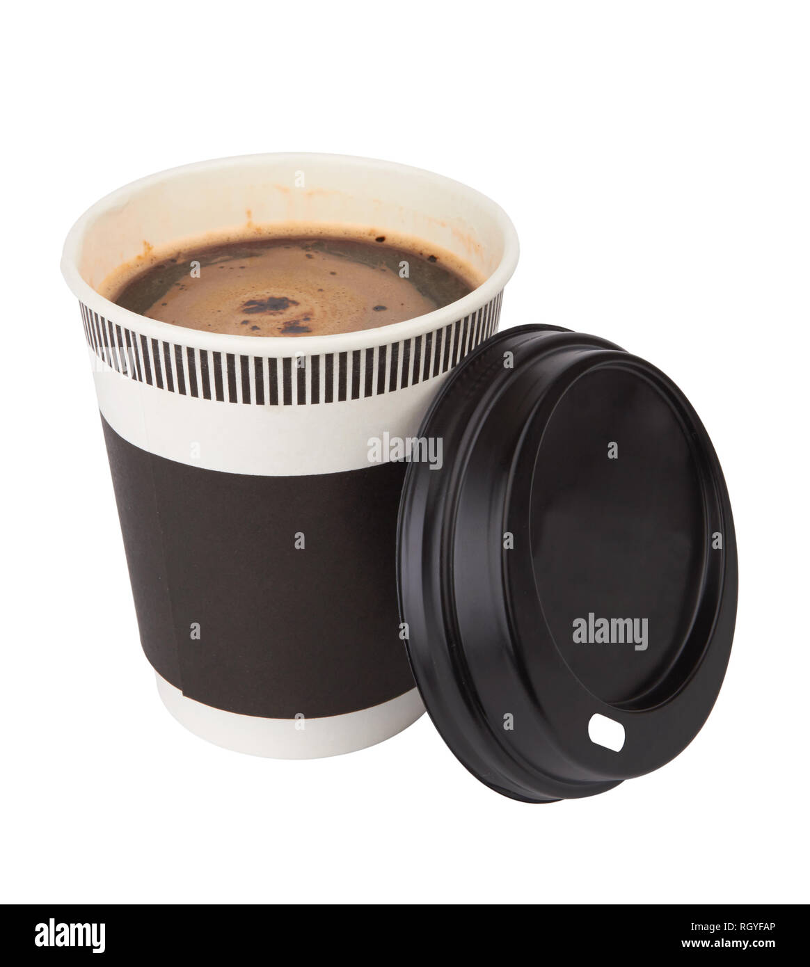 Opened take-out coffee isolated on a white background Stock Photo - Alamy