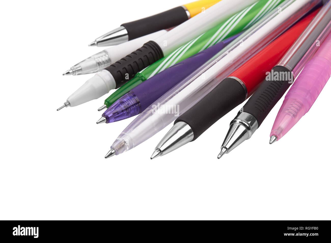 Different kinds of pens isolated on white background Stock Photo - Alamy