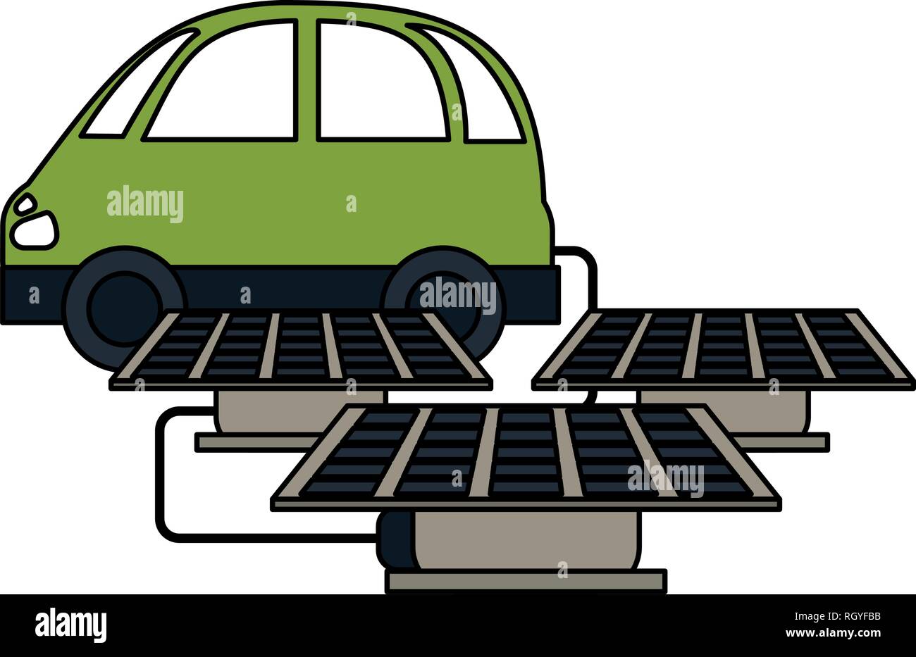 Solar panels charge electric Stock Vector Images - Alamy