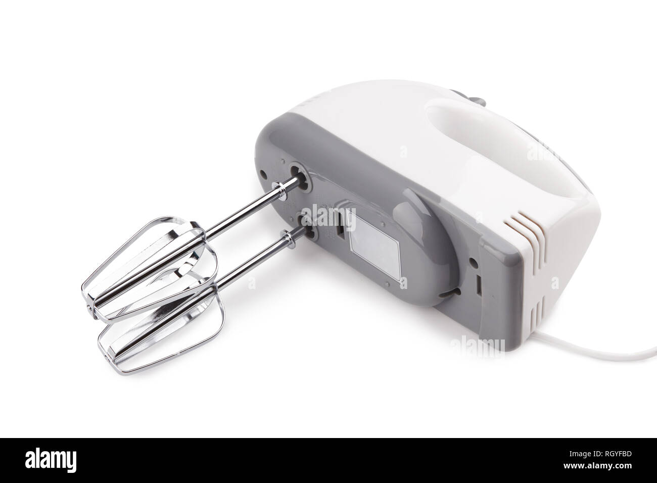 Electrical hand mixer and dishware isolated on a white Stock Photo - Alamy