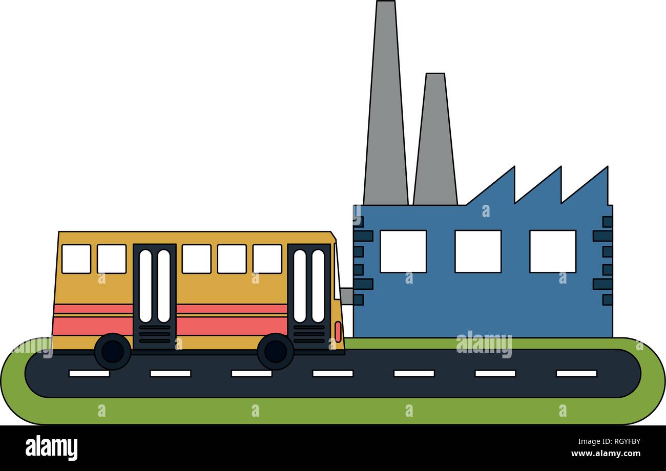 Bus and factory on street Stock Vector Image & Art - Alamy