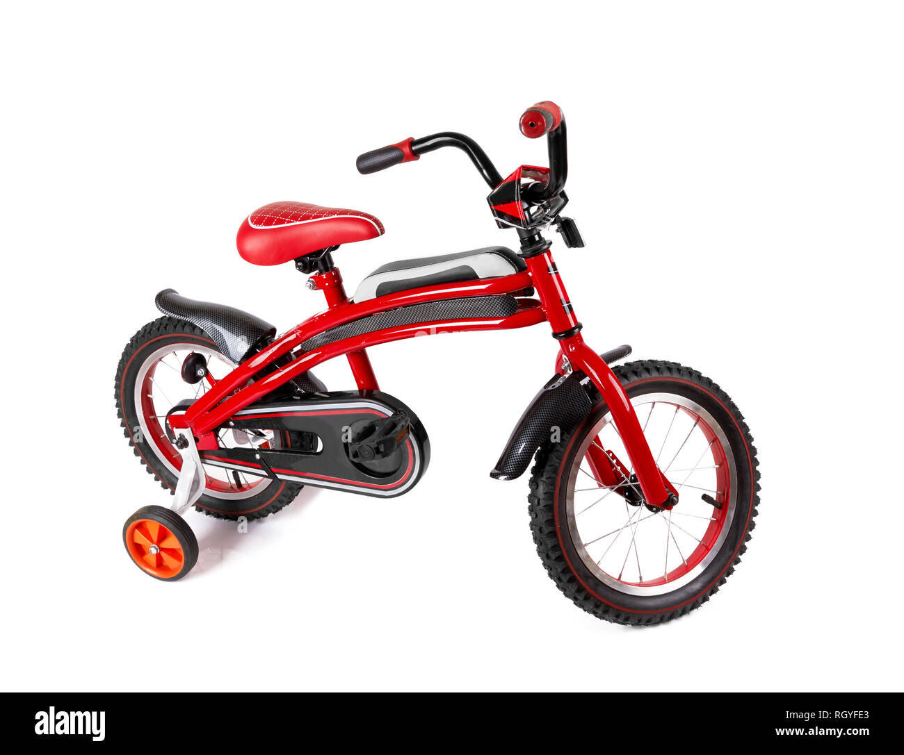 red bicycle for children isolated on white background Stock Photo - Alamy