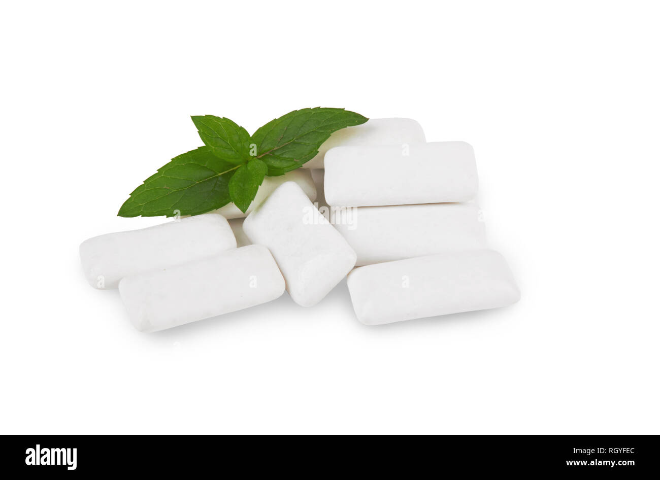 Fresh leaves mint with chewing gum isolated on white background Stock ...