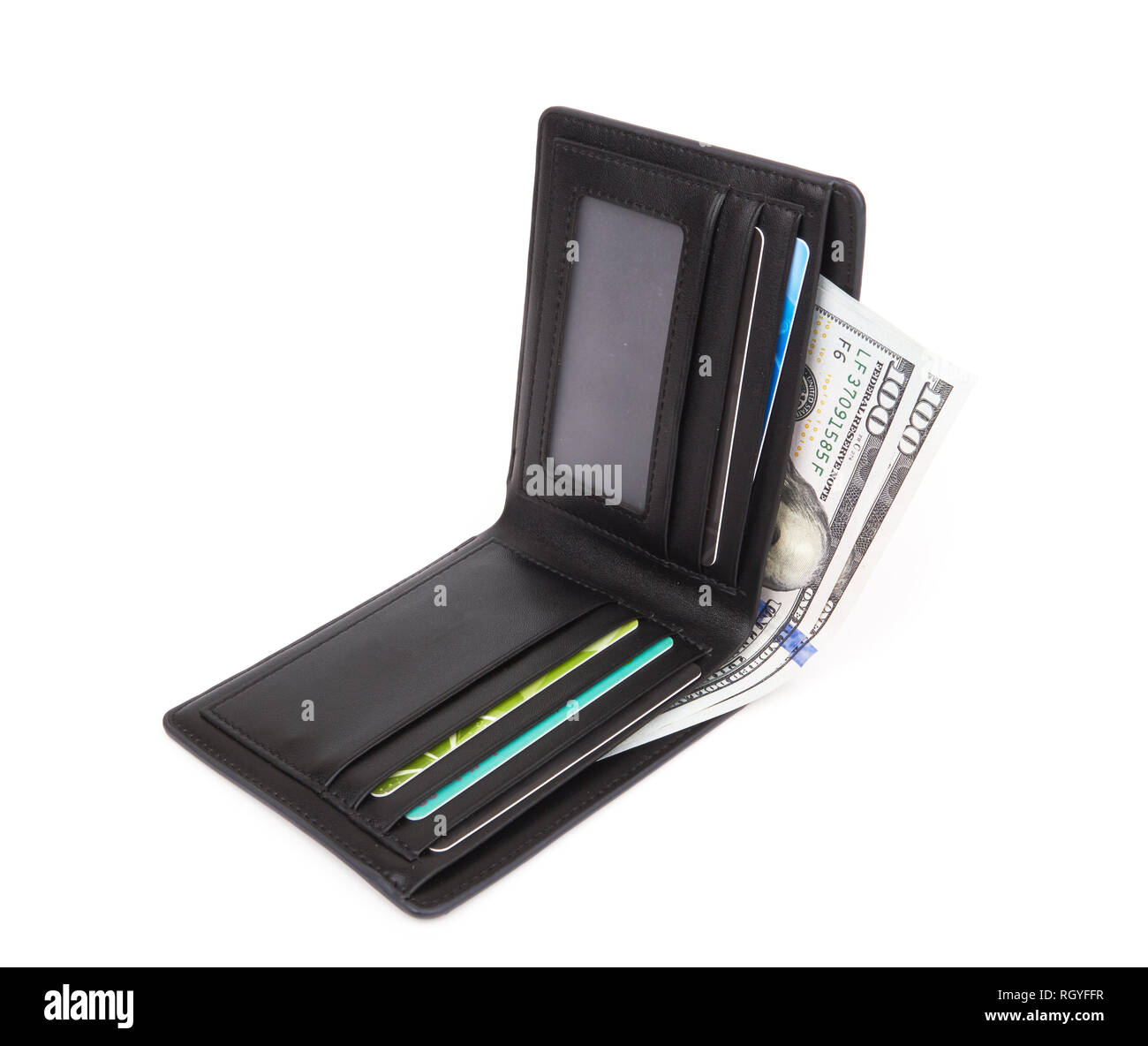 Wallet with money isolated on white background Stock Photo - Alamy