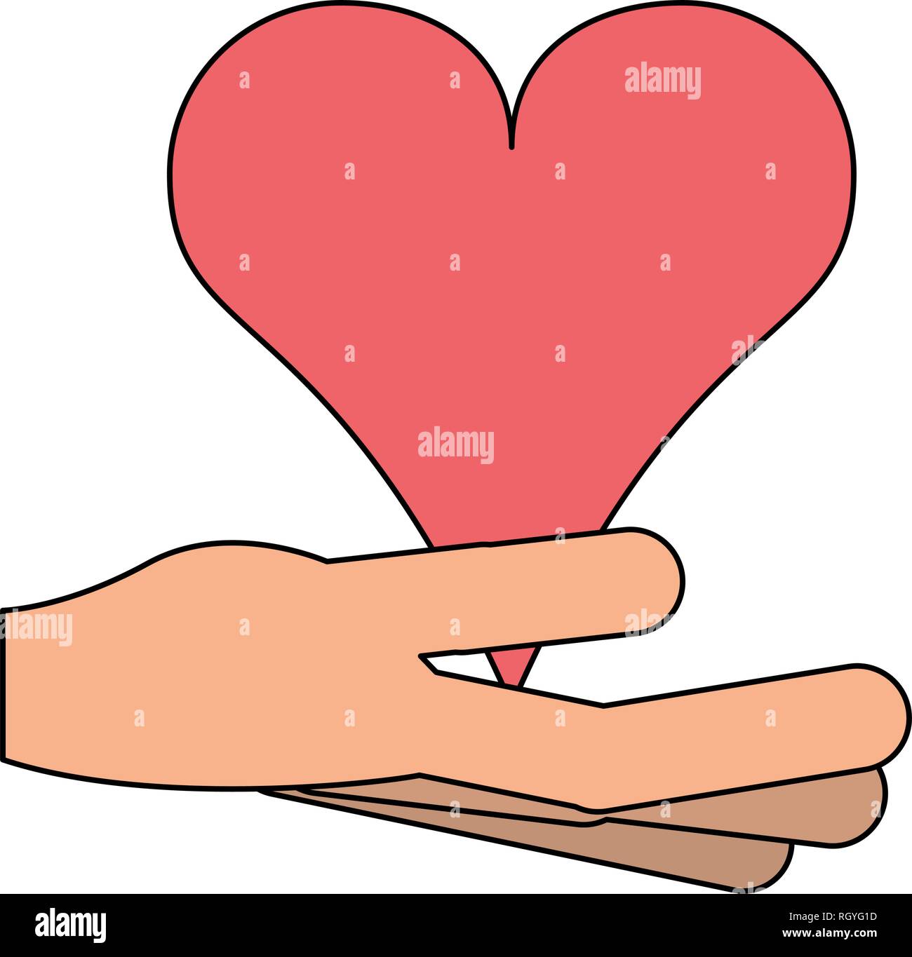 Hand with heart Stock Vector Image & Art - Alamy