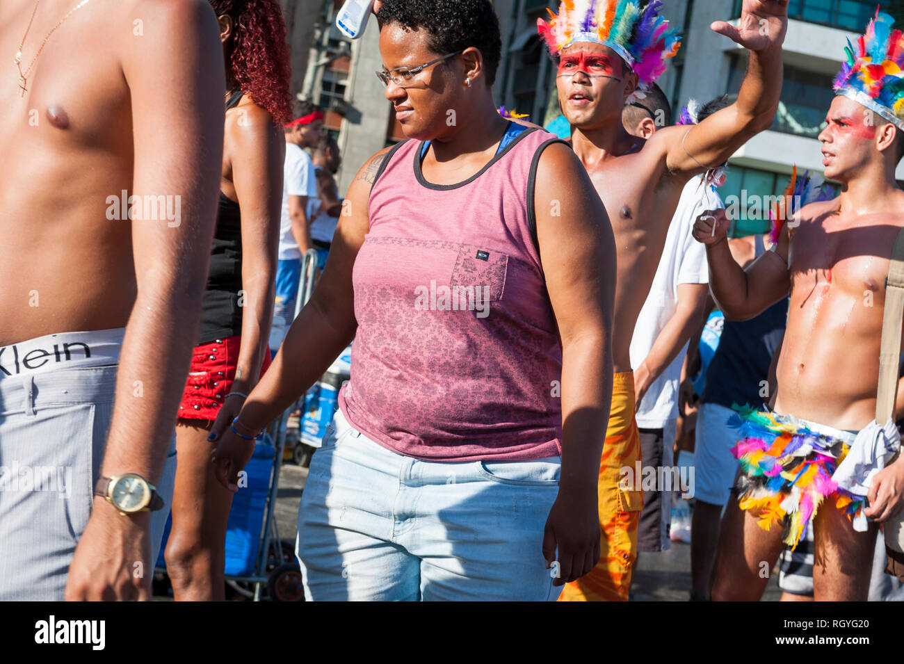 RIO DE JANEIRO - MARCH 15, 2017: Young Brazilian men wearing rainbow ...