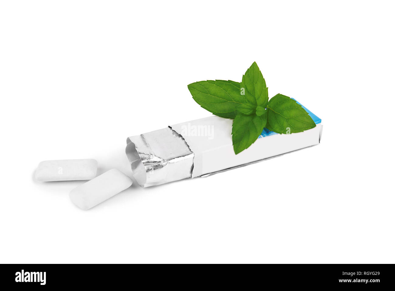 Fresh leaves mint with chewing gum isolated on white background Stock ...