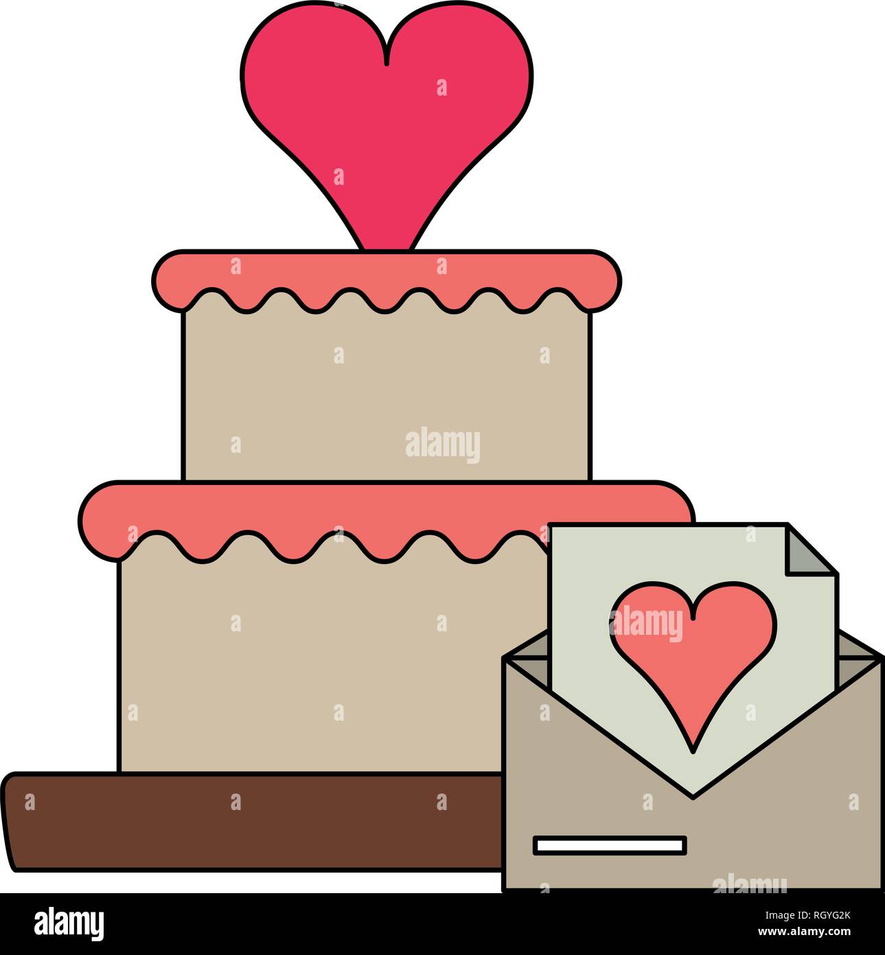 Cake with heart and love letter envelope Stock Vector Image & Art - Alamy