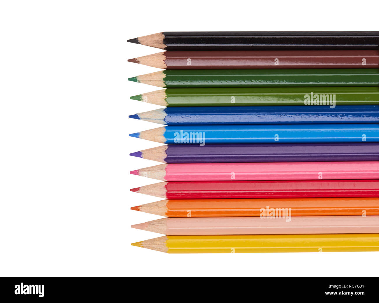 bunch of colored pencils isolated on white background Stock Photo - Alamy