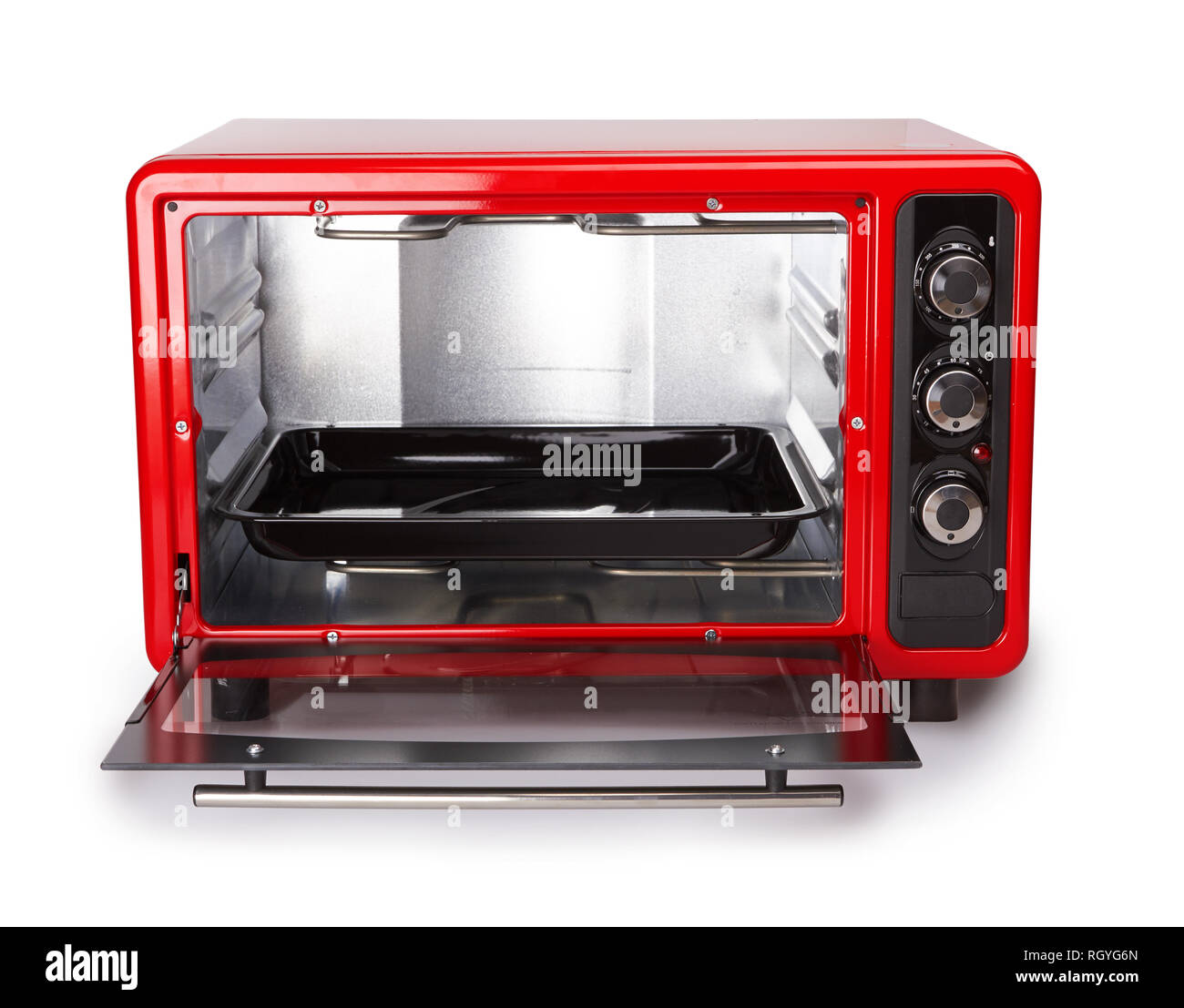 Kitchen red oven isolated on a white background Stock Photo - Alamy