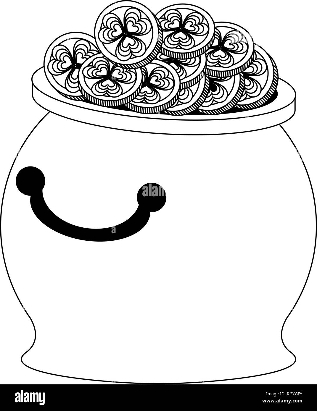 Coins pot cartoon black and white Stock Vector Image & Art - Alamy