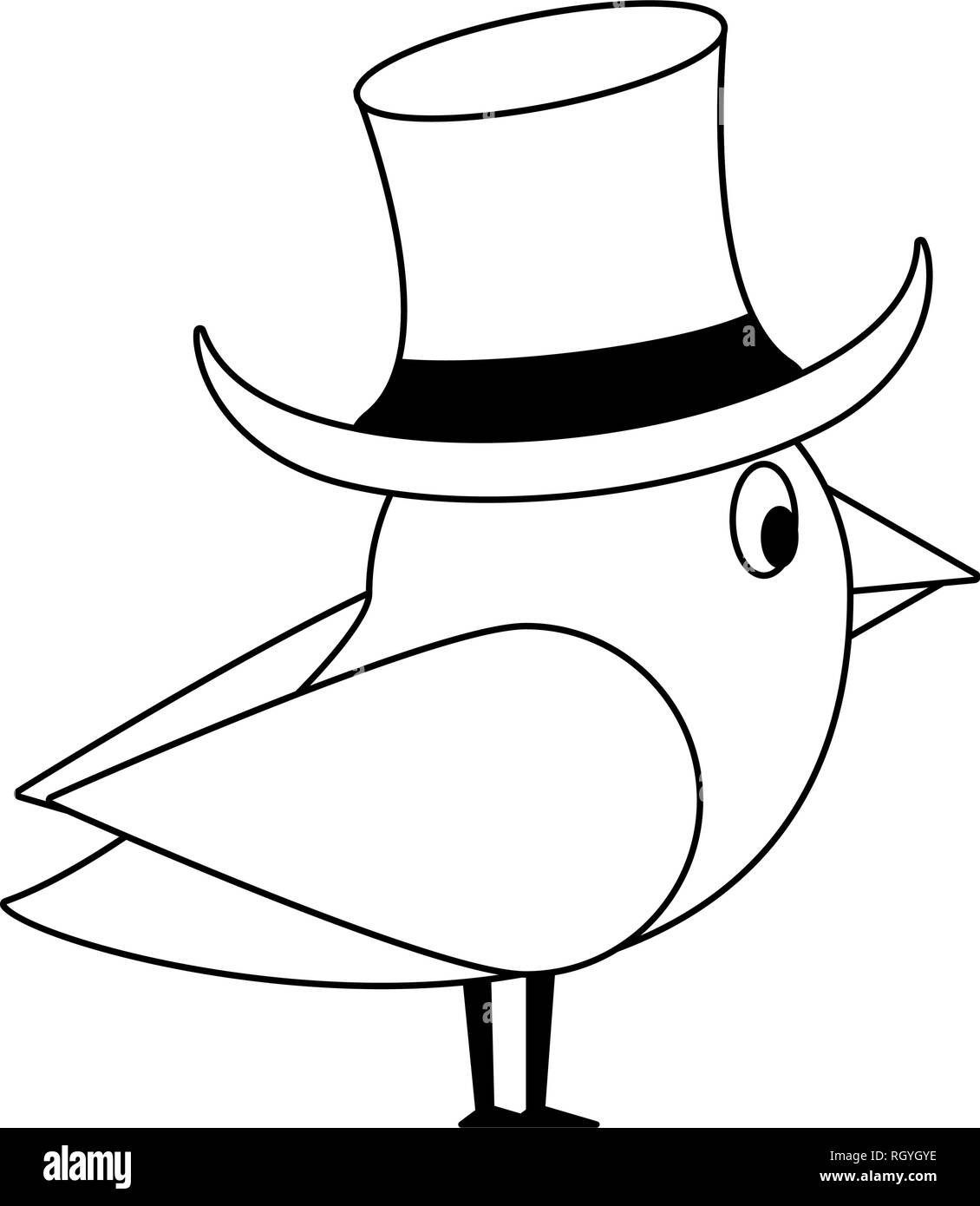 Top Hat Black And White Clipart Bird