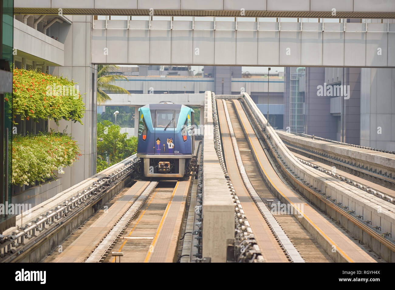 SINGAPORE - CIRCA NOVEMBER, 2015: Changi Airport Skytrain at daytime ...