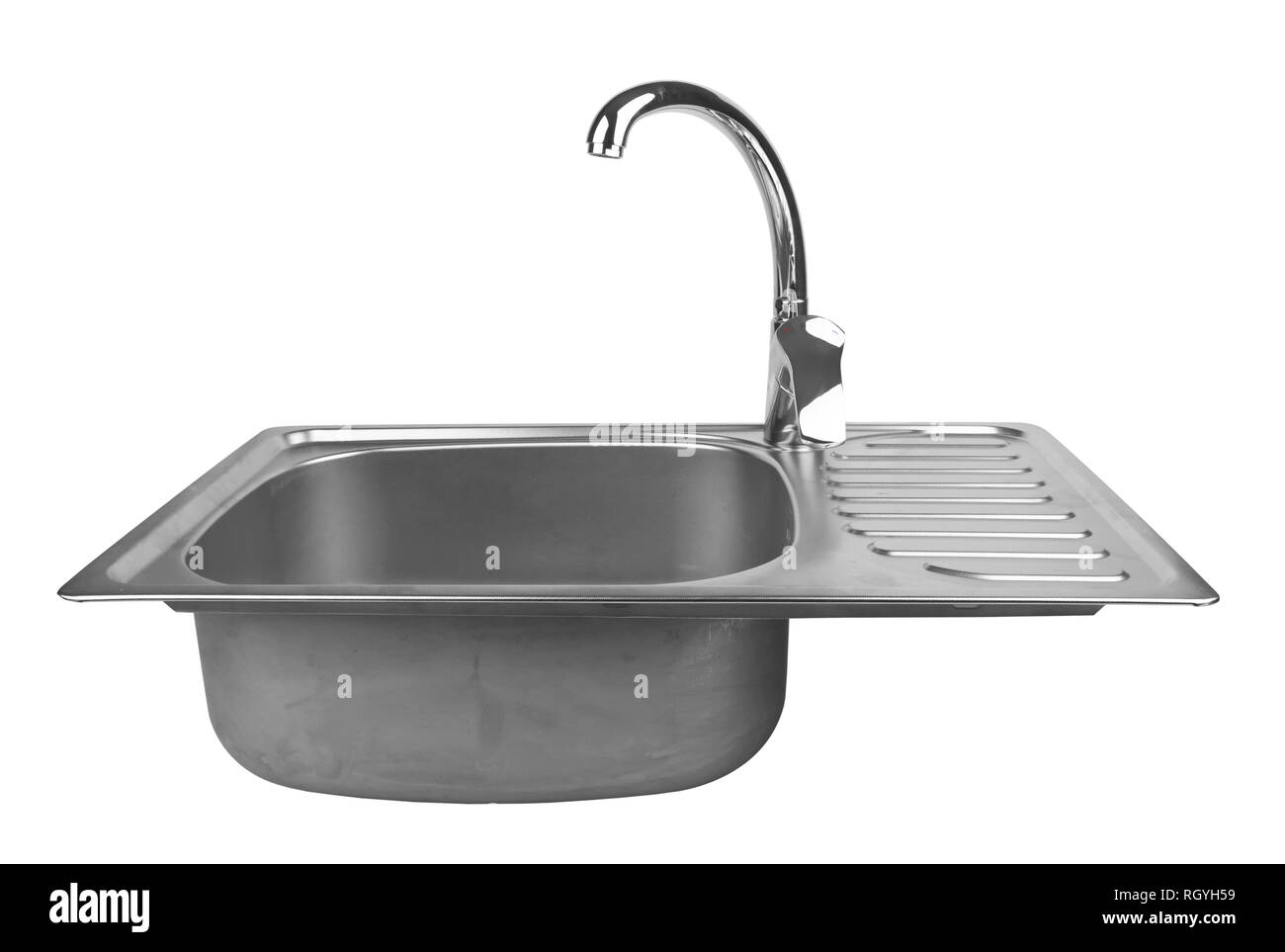 kitchen sink with tap isolated on white background Stock Photo - Alamy