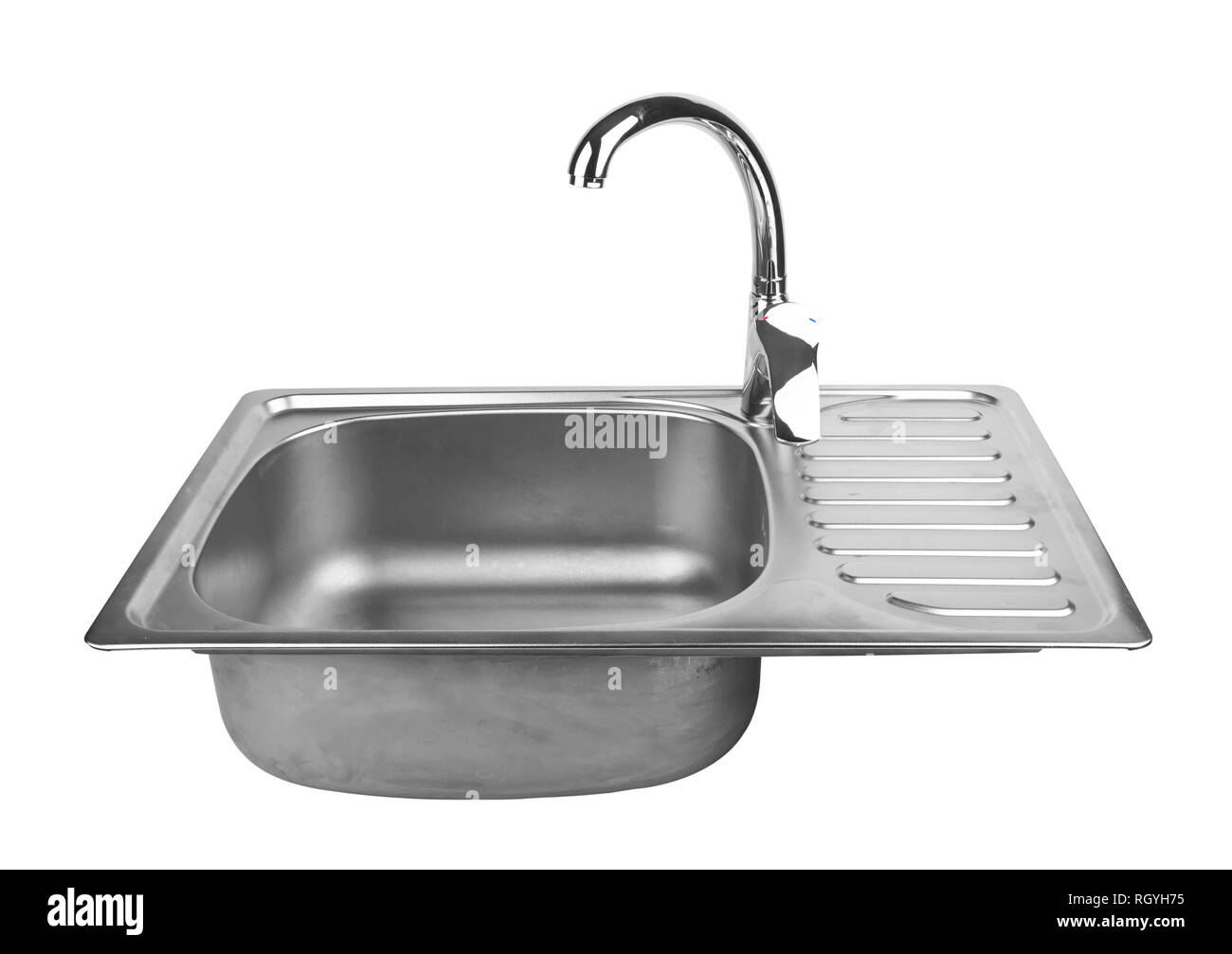 kitchen sink with tap isolated on white background Stock Photo - Alamy