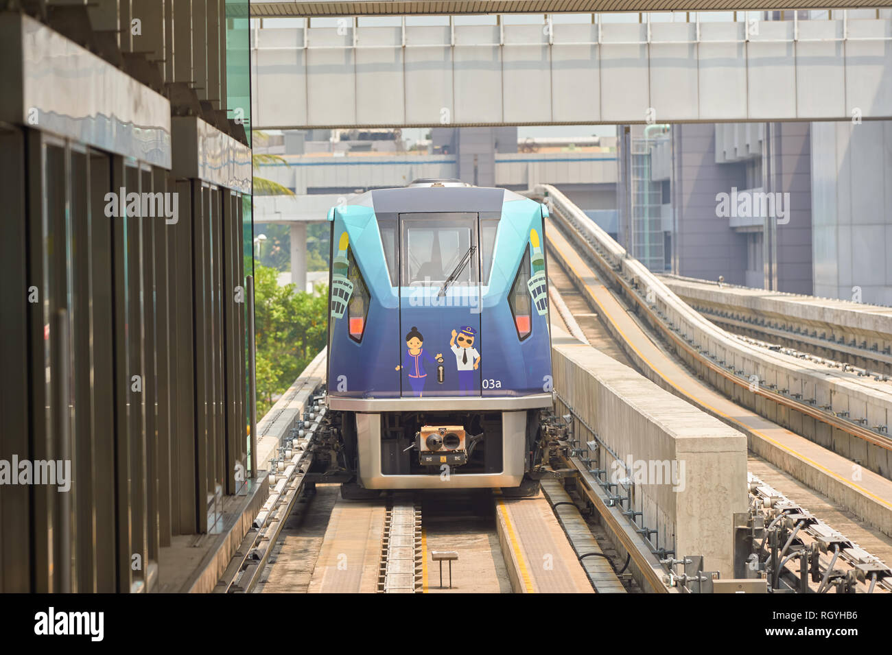 SINGAPORE - CIRCA NOVEMBER, 2015: Changi Airport Skytrain at daytime ...