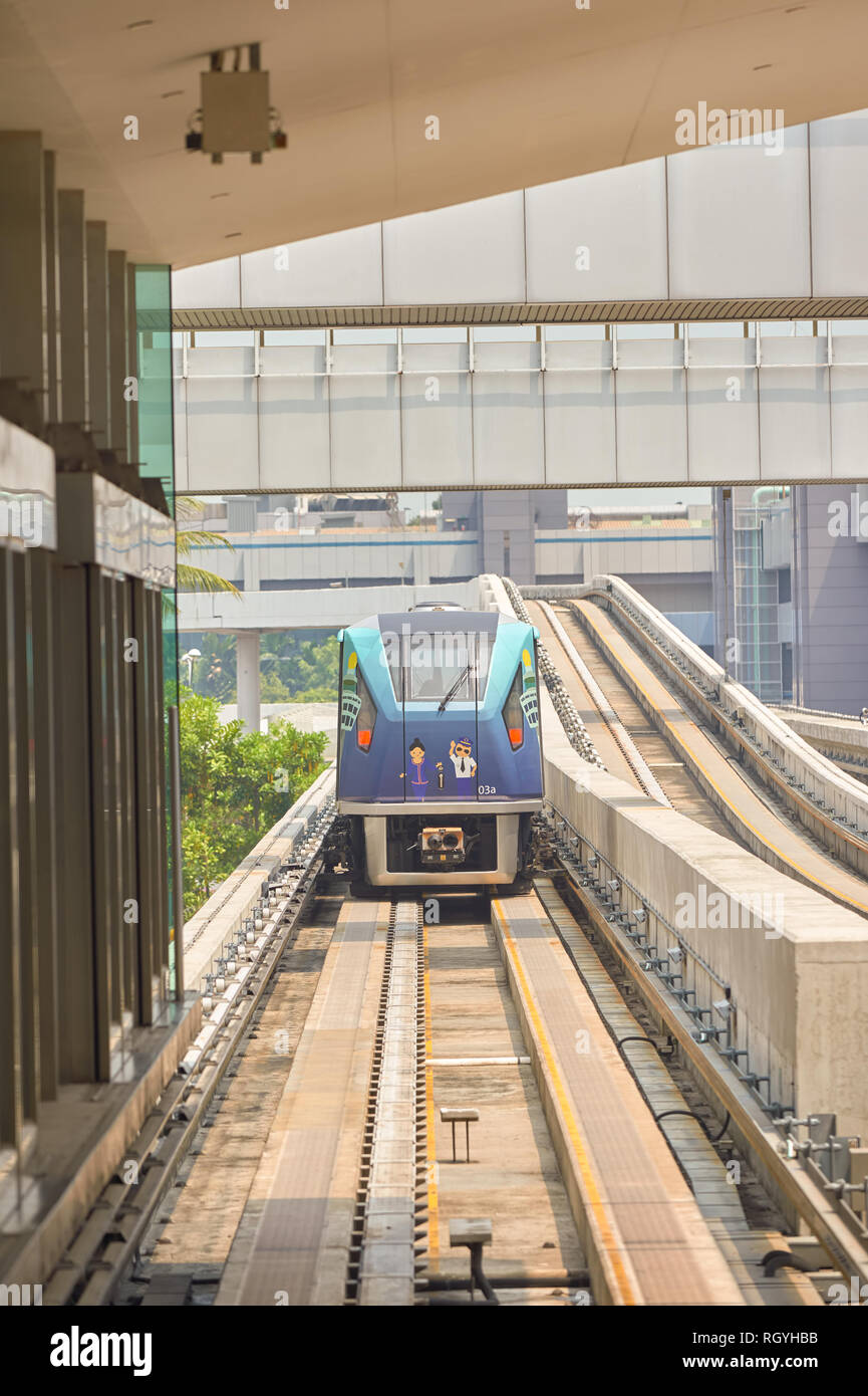SINGAPORE - CIRCA NOVEMBER, 2015: Changi Airport Skytrain at daytime ...