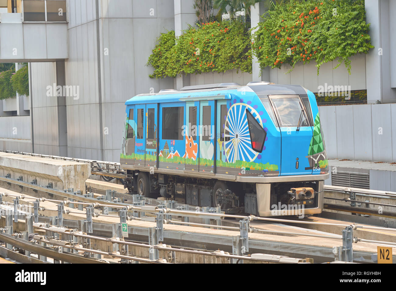 SINGAPORE - CIRCA NOVEMBER, 2015: Changi Airport Skytrain at daytime ...