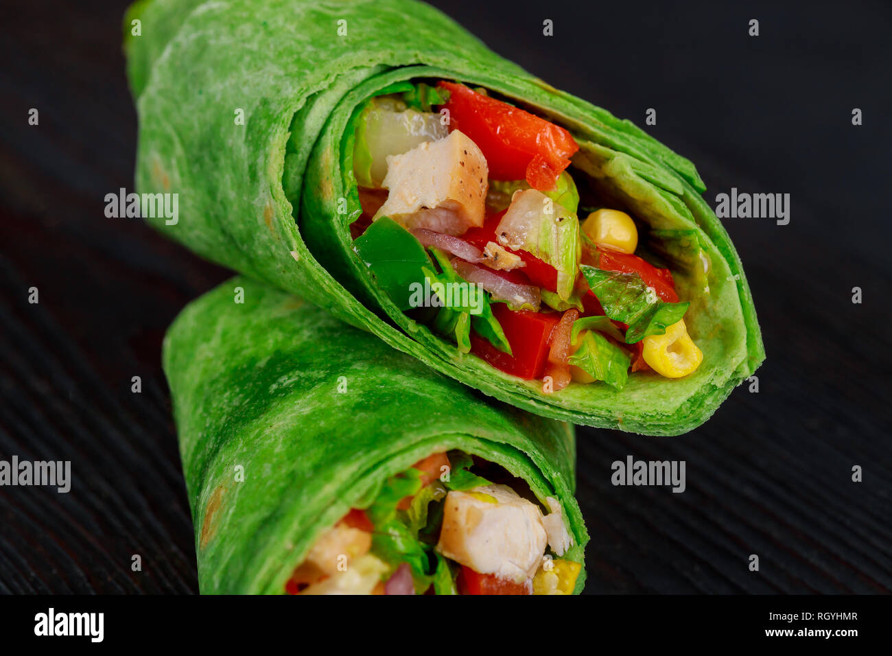 Beef burrito, mexican food. Burritos wraps with beef and vegetables on ...