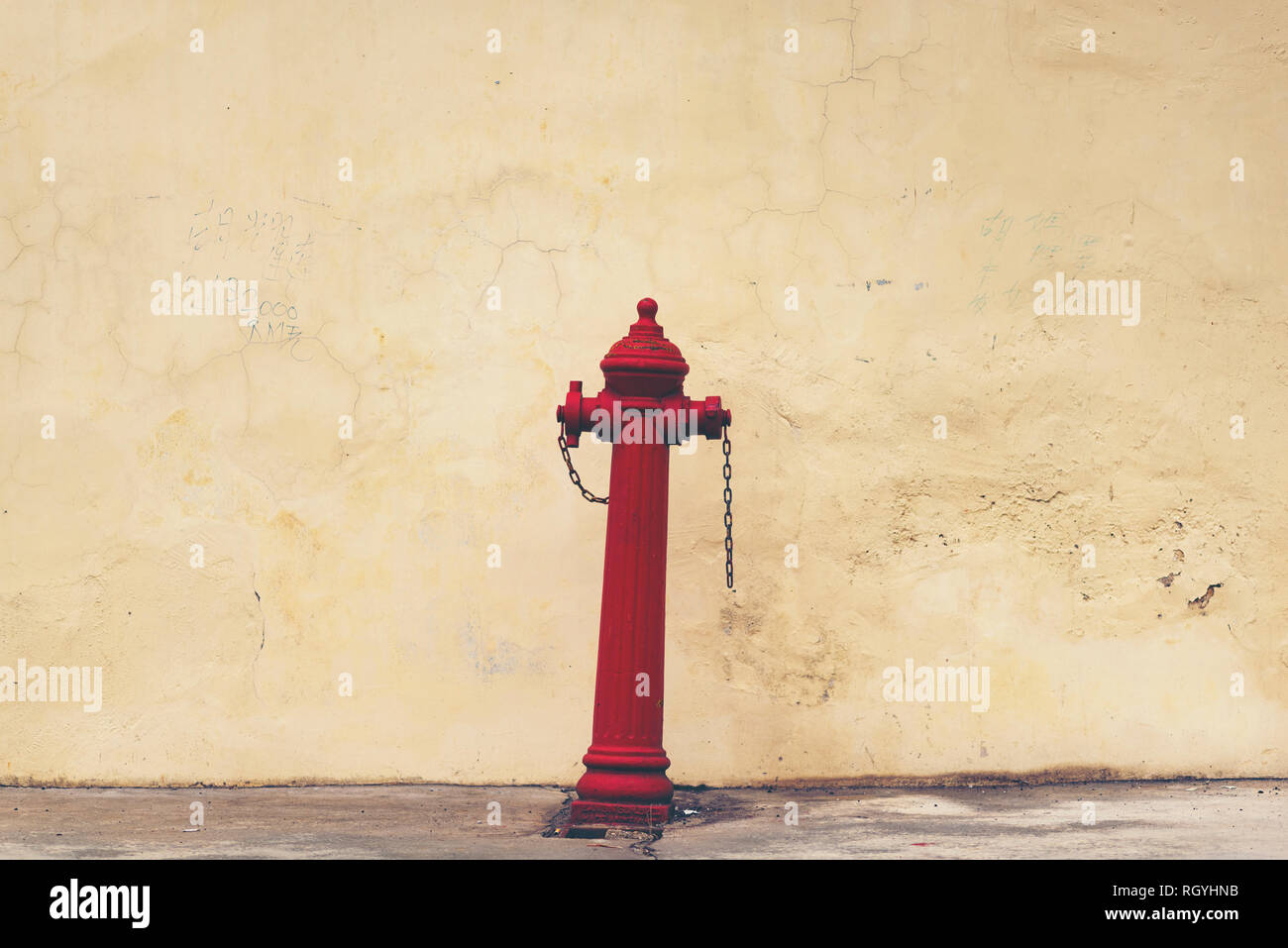 red street water valve or red fire hydrant ( emergency concept Stock ...