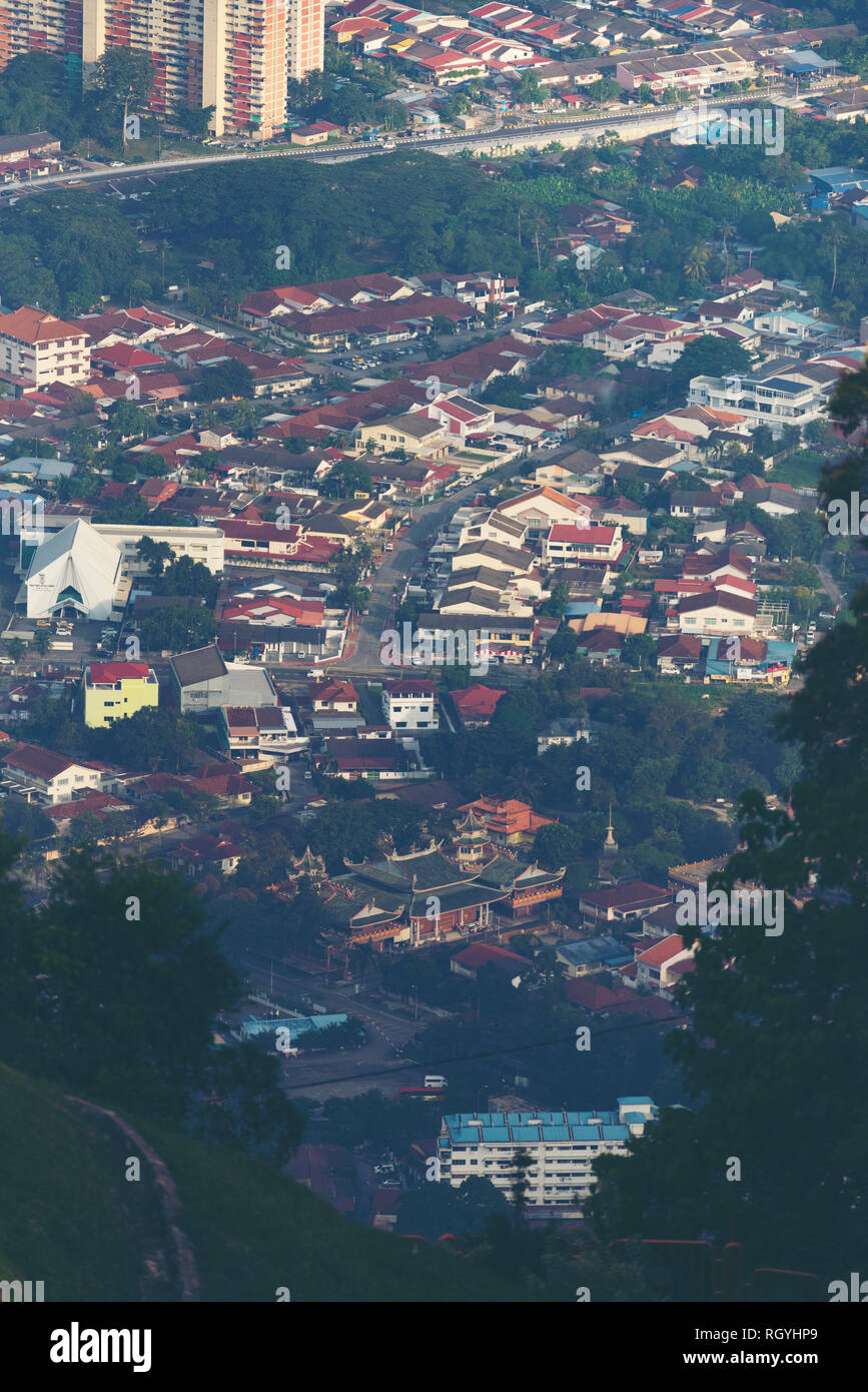 Penang Island & Mainland Penang overview from Penang Hill at Dawn with ...