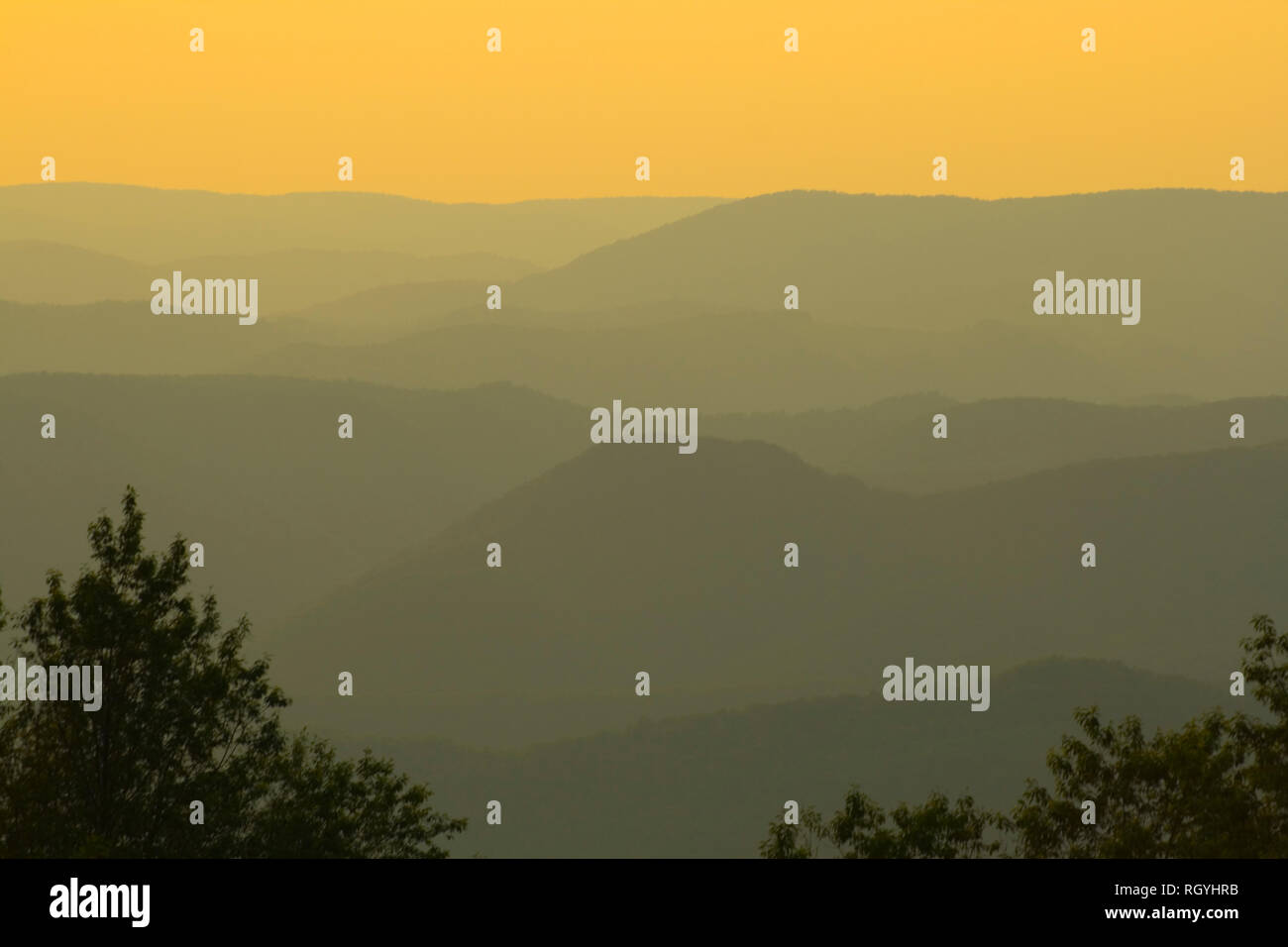Sunset on the Allegheny Mountains, West Virginia Stock Photo - Alamy