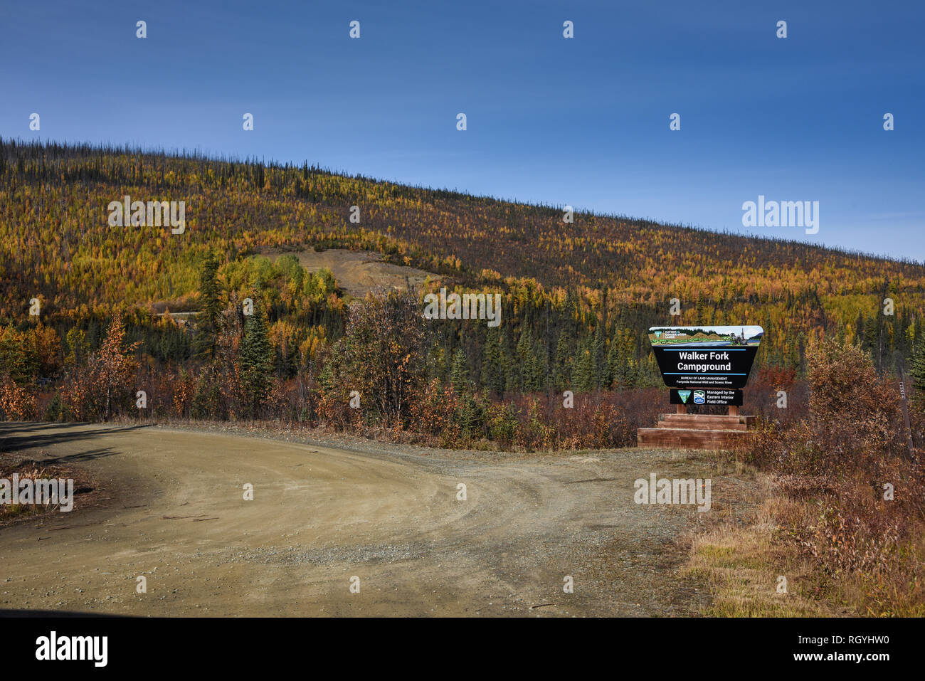 Walker Fork Campground on the Taylor Highway, Alaska, USA Stock Photo ...