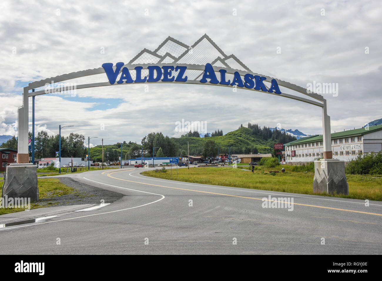 Welcome Sign, Valdez, Alaska Stock Photo - Alamy
