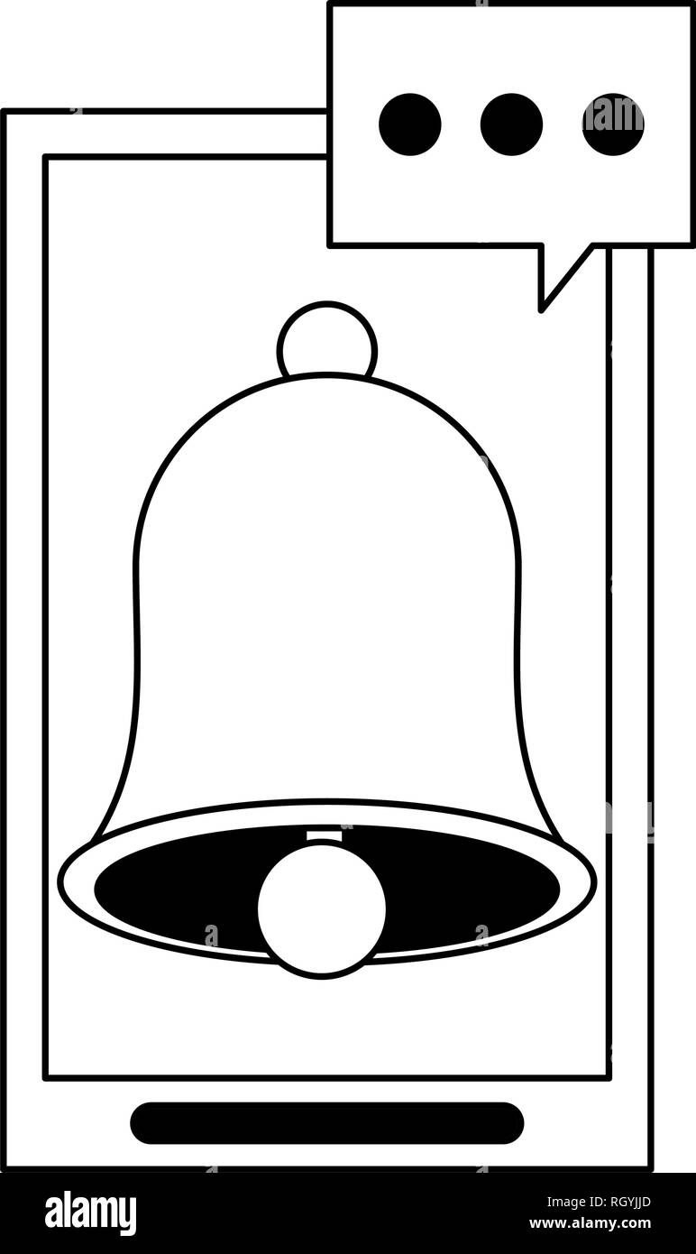 Smartphone with ring bell on screen black and white Stock Vector Image ...