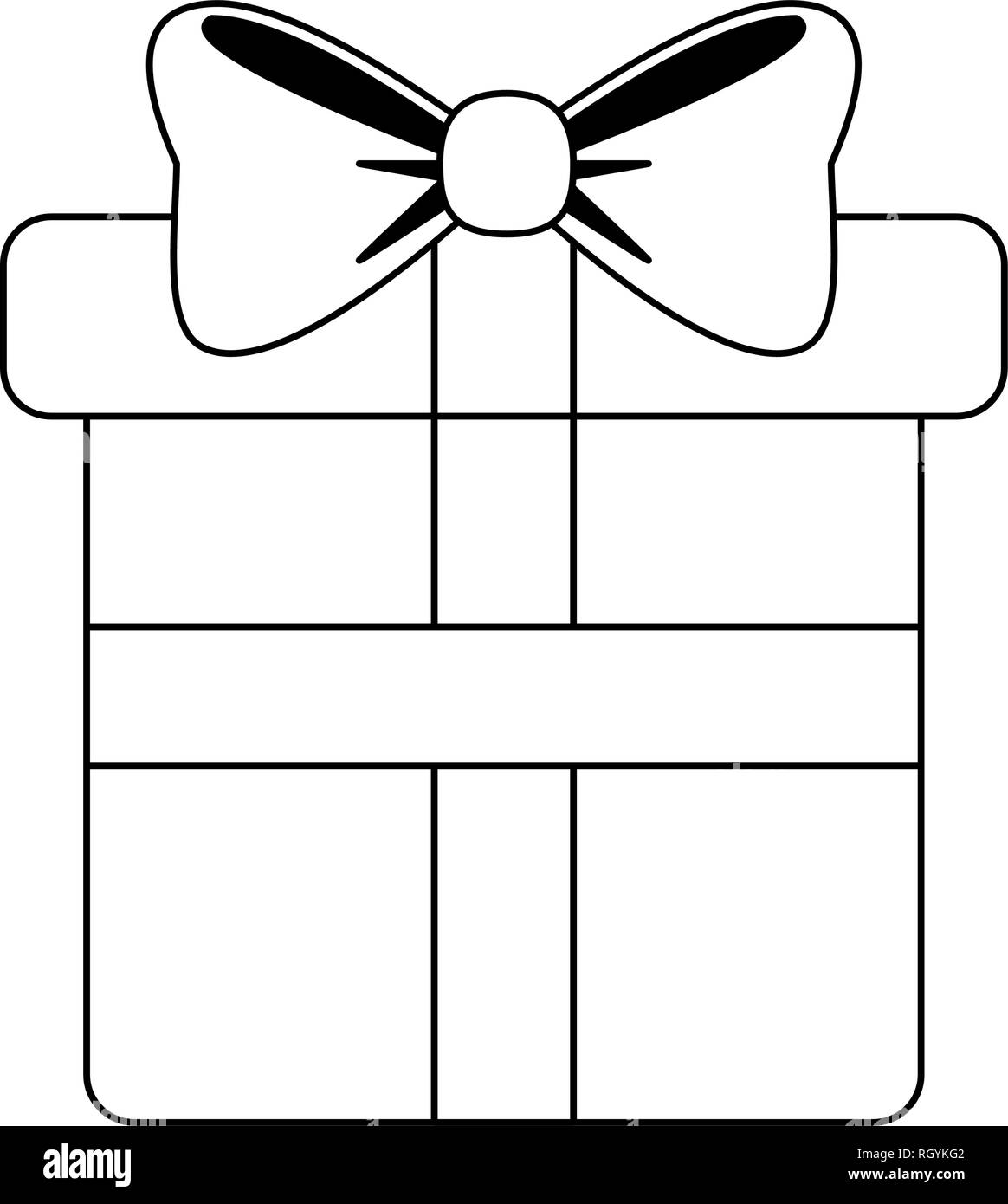 Gift box present black and white Stock Vector Image & Art - Alamy