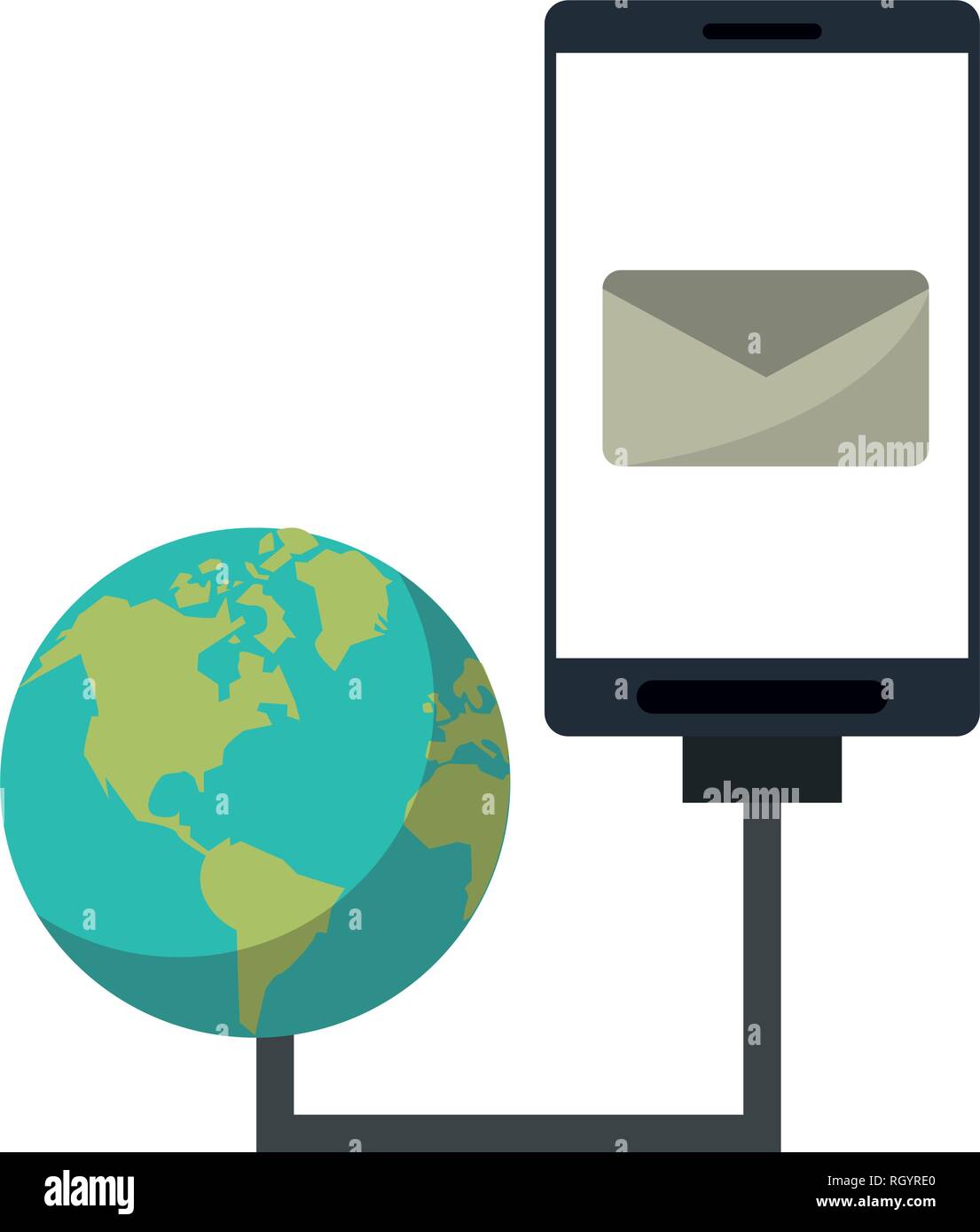 Smartphone email symbol and world network internet Stock Vector Image ...