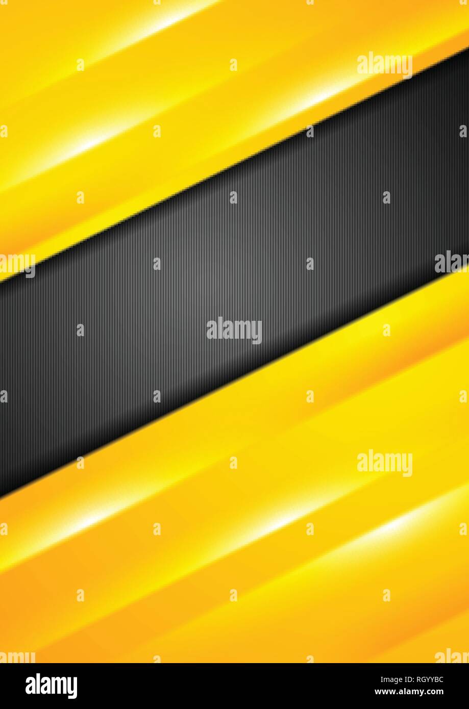 Bright yellow stripes abstract tech flyer design. Vector corporate ...