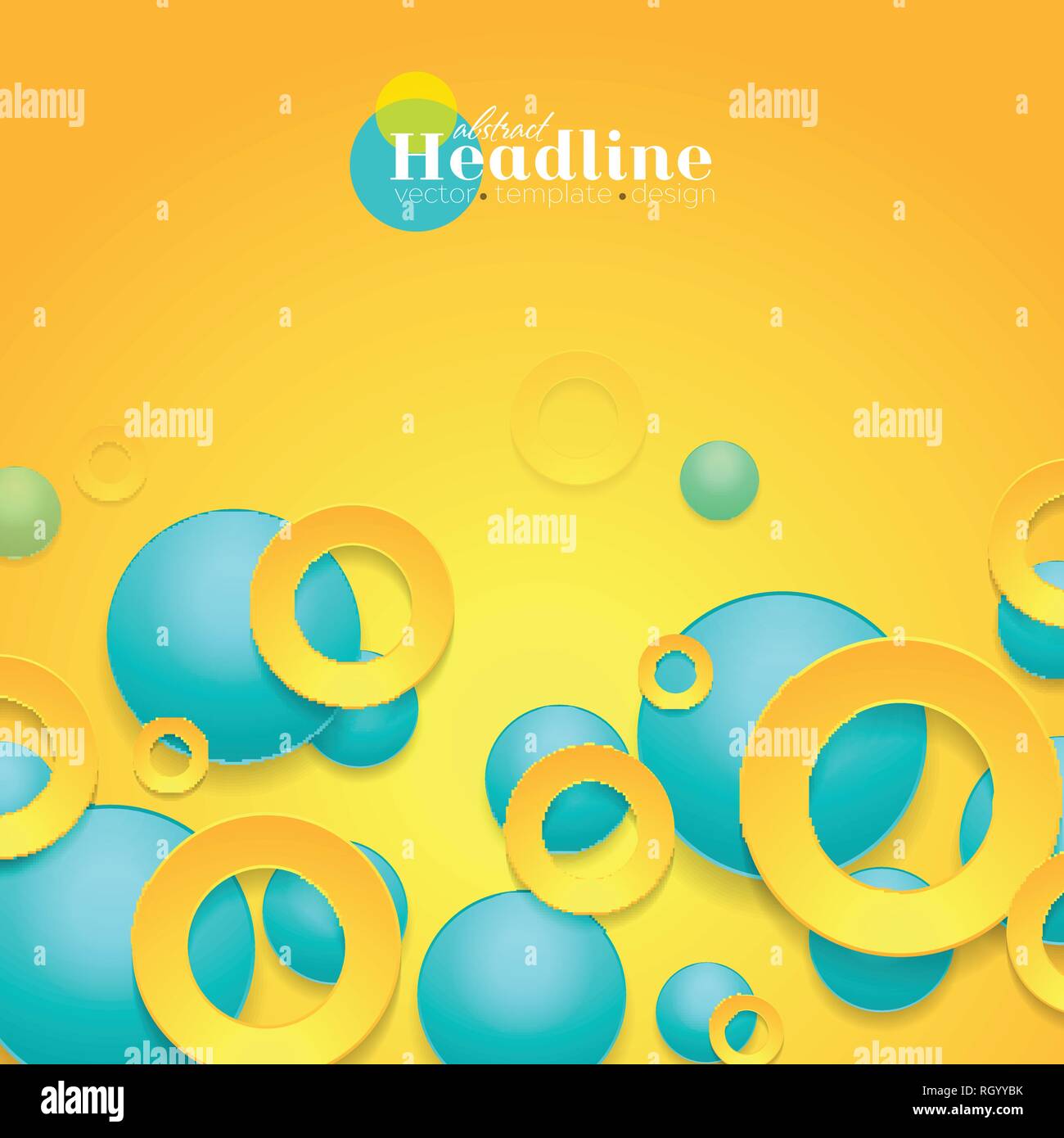Vibrant turquoise and orange circles abstract tech vector background ...