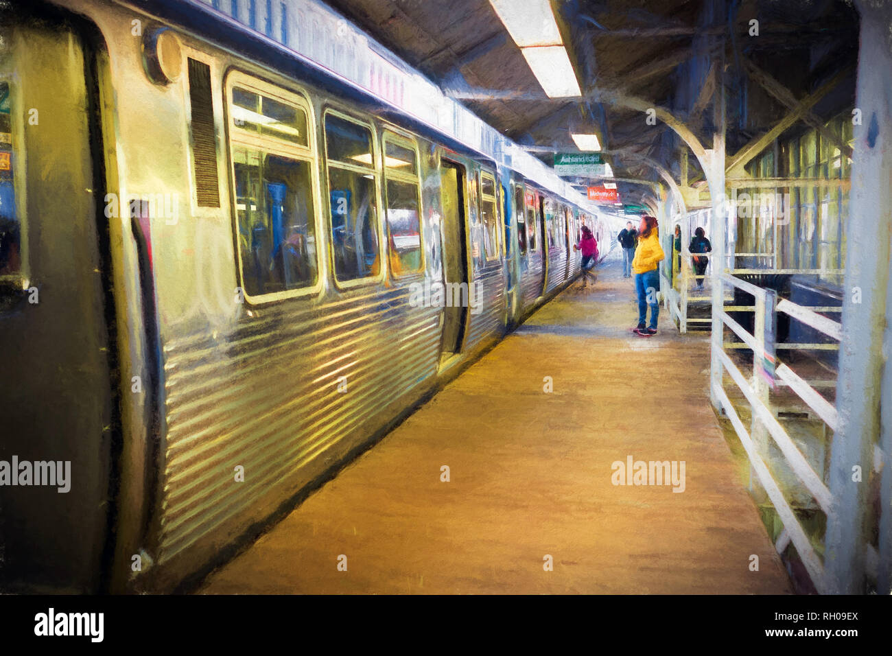 A subway platform in Chicago Stock Photo - Alamy