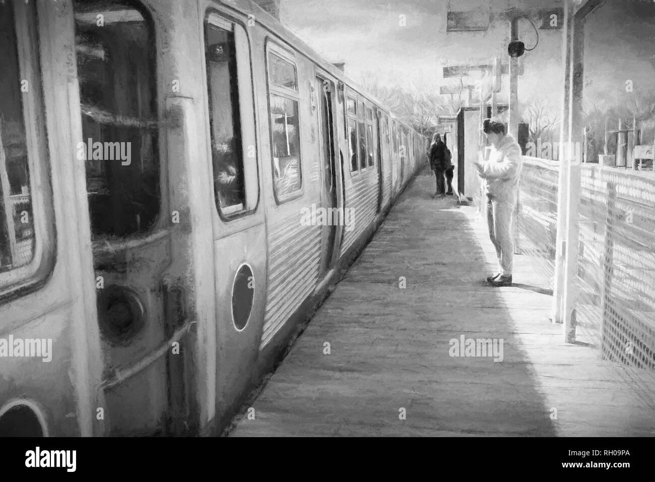 A subway platform in Chicago Stock Photo - Alamy