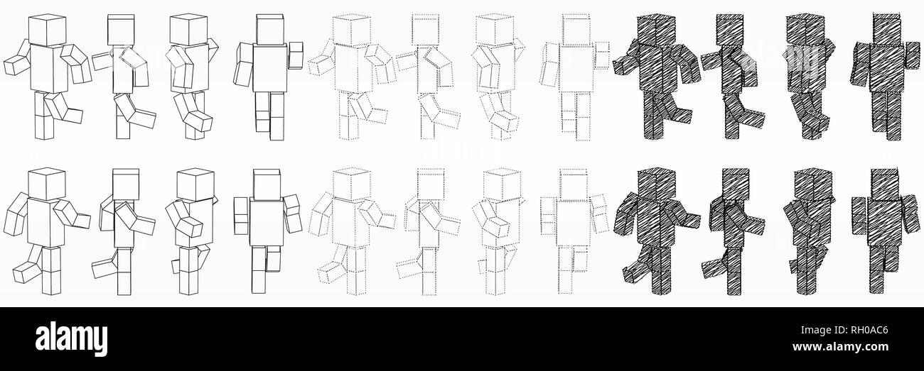 running cubic character. 3d style simple cubic character illustration ...