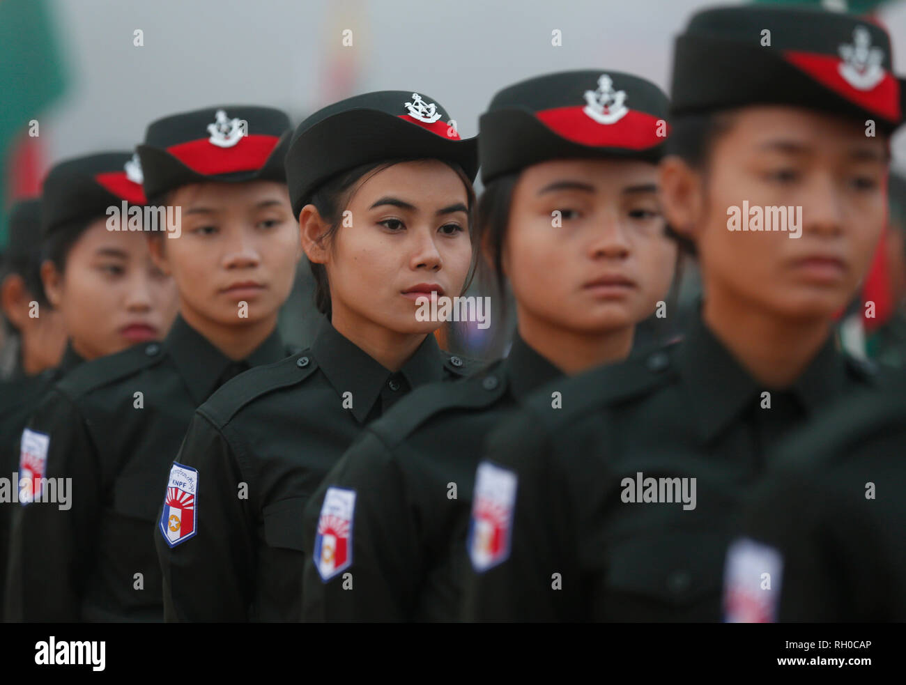Karen National Union (KNU) soldiers attend a ceremony to mark the 70th ...
