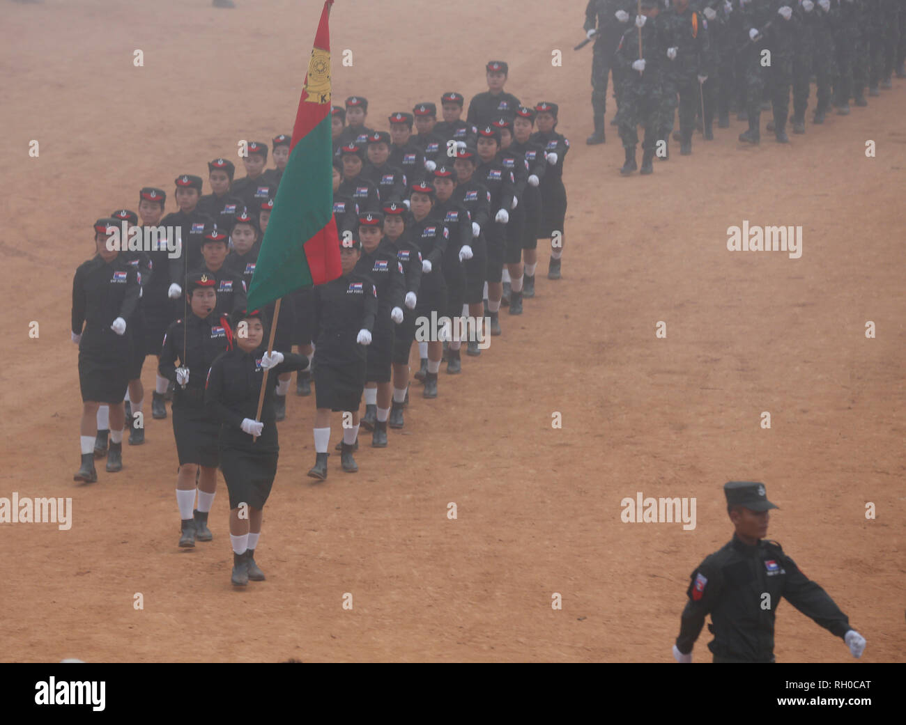 Karen National Union (KNU) soldiers parade at a ceremony to mark the ...