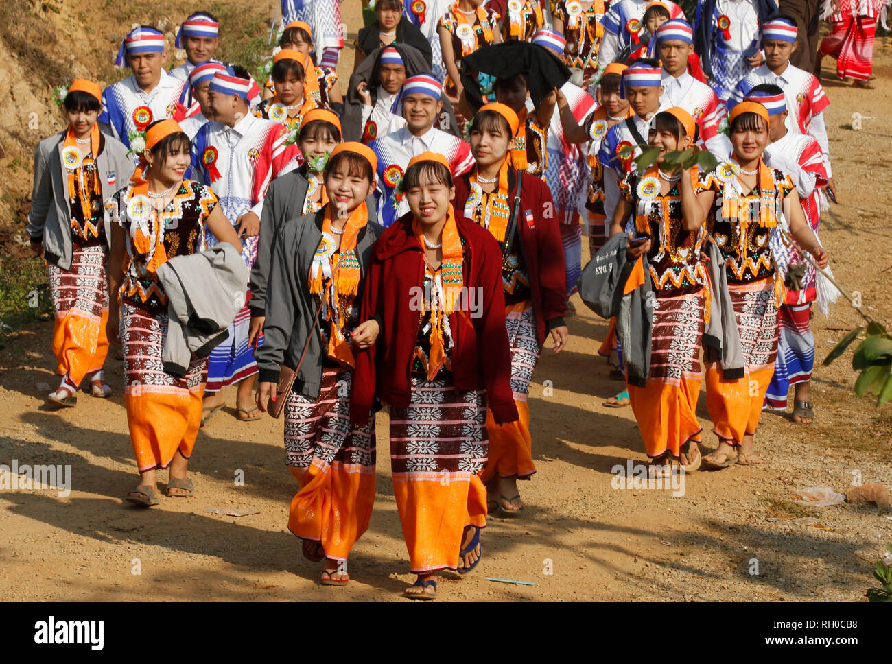 Members of the Karen National Union (KNU) attends a ceremony to mark ...