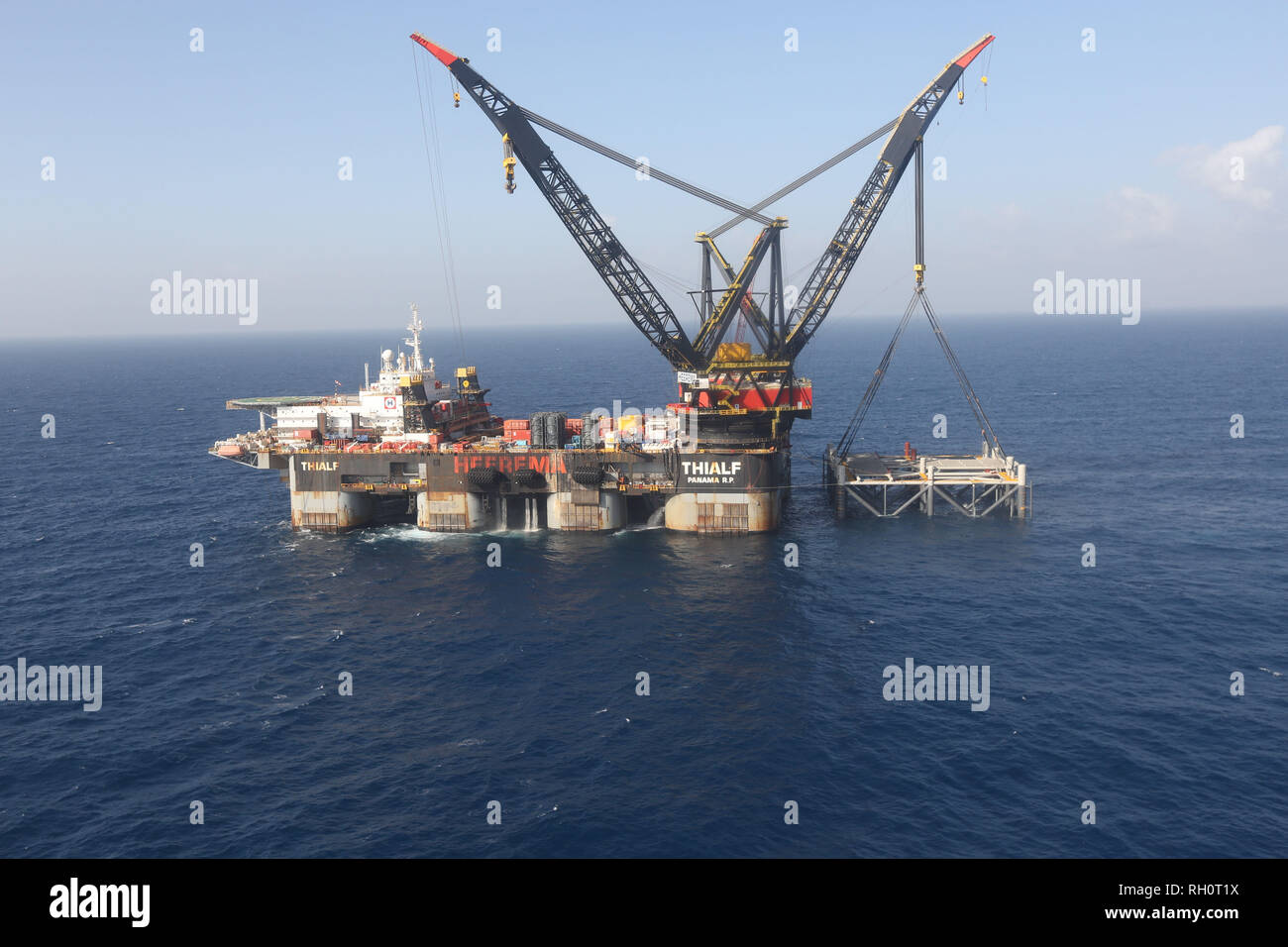 Leviathan Gas Platform, Israeli coast. 31st Jan, 2019. The Leviathan ...