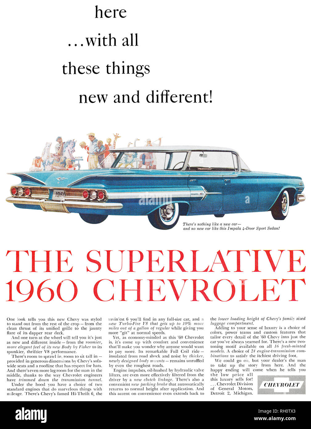 1959 U.S. advertisement for the 1960 Chevrolet, showing the Chevrolet ...