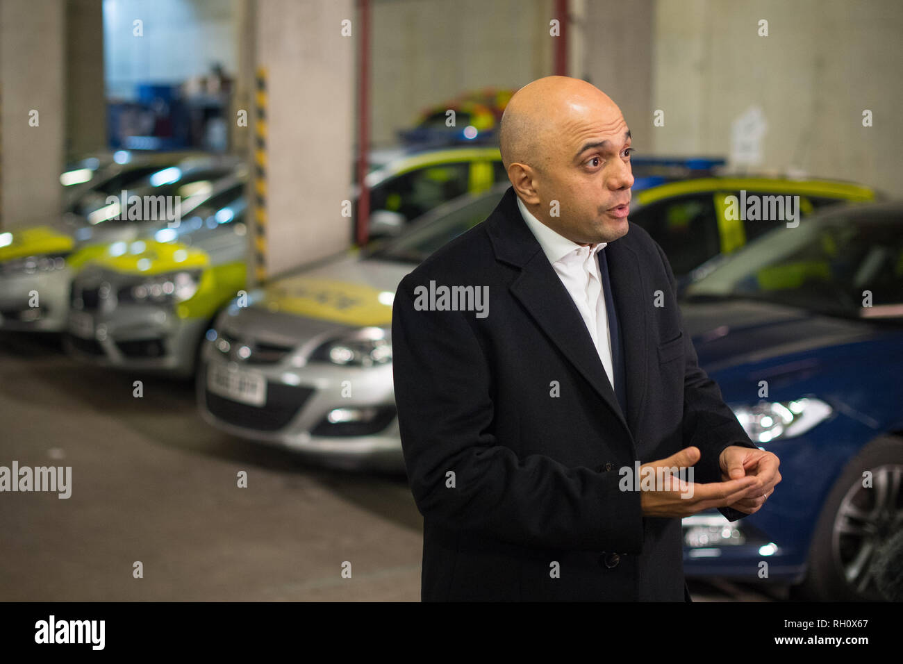 Home Secretary Sajid Javid during a visit to Brixton police station ...