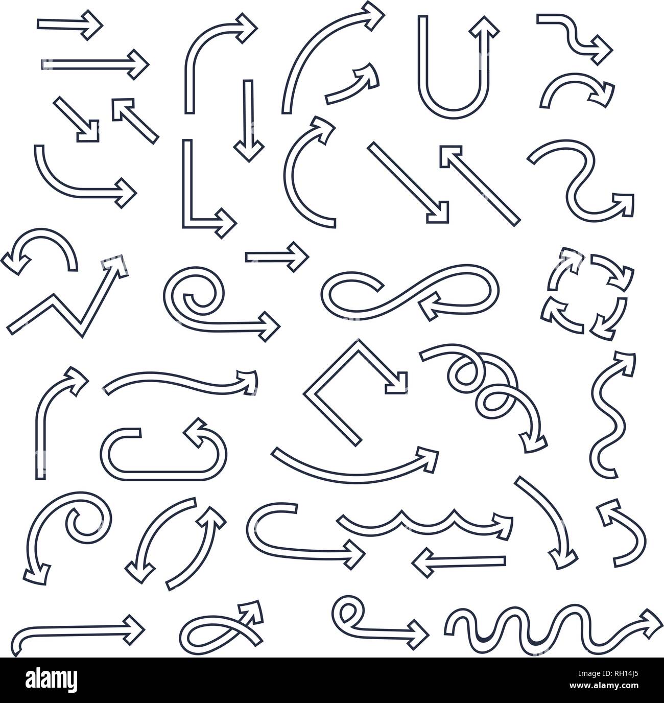 Outline arrows set. Hand drawn signs Stock Vector Image & Art - Alamy