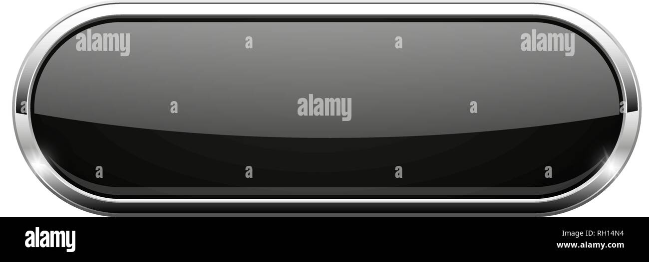 Black glass button. Shiny oval 3d web icon Stock Vector Image & Art - Alamy