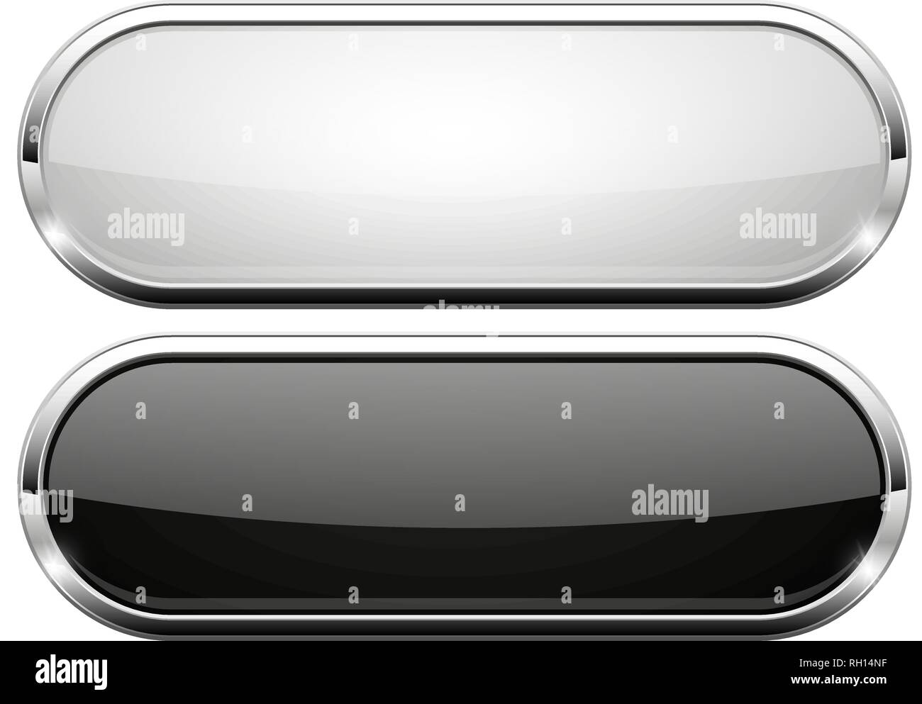 Black and white glass buttons. Shiny oval 3d web icons Stock Vector ... Black and white glass buttons. Shiny oval 3d web icons Stock Vector ...