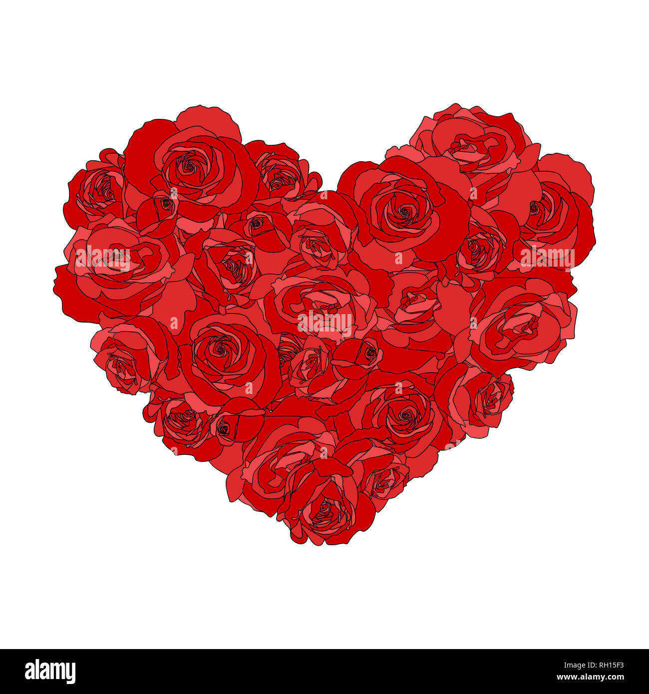 Illustration of heart made of red roses. Design for Valentine's Day ...