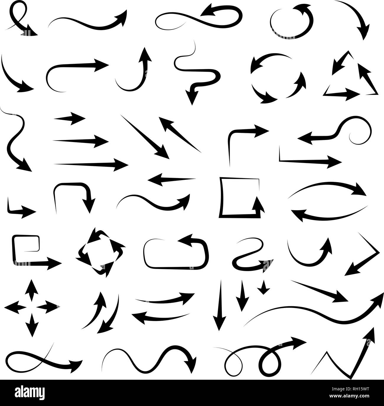 Black curly arrows. Set of filigree doodles Stock Vector Image & Art ...
