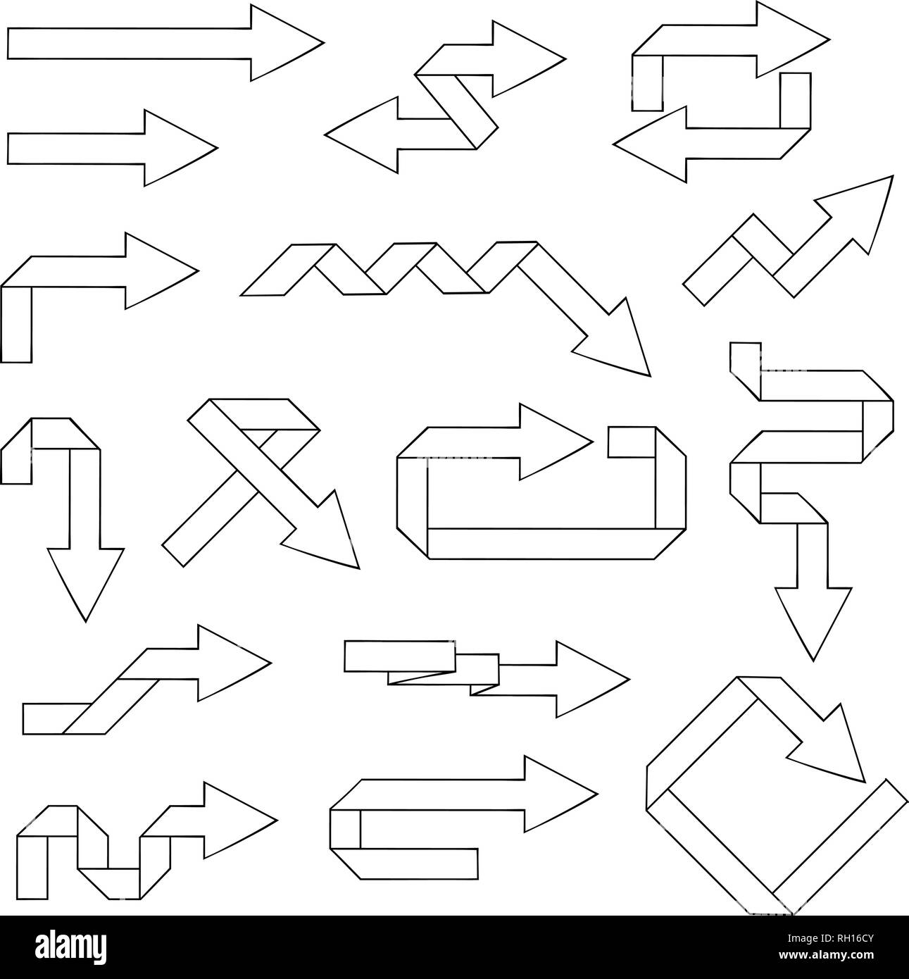 Outline arrows set. Hand drawn signs Stock Vector Image & Art - Alamy